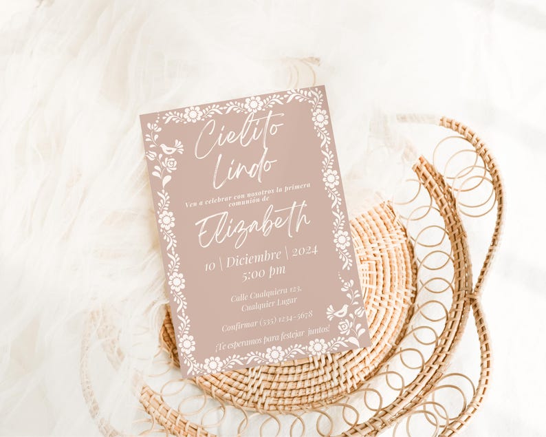 Cielito Lindo First Communion Invitation, My First Communion, Mexican ...