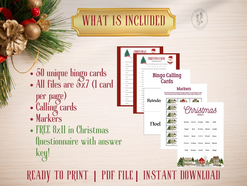 30 Christmas Bingo Cards, Printable Christmas Bingo Game for Kids ...