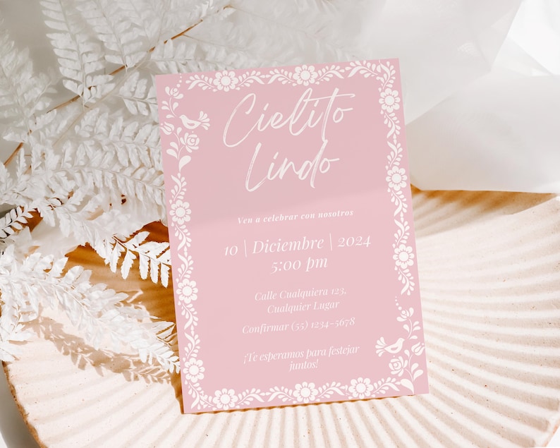 Cielito Lindo Invitation Pink Digital Mexican Talavera Baby Shower ...
