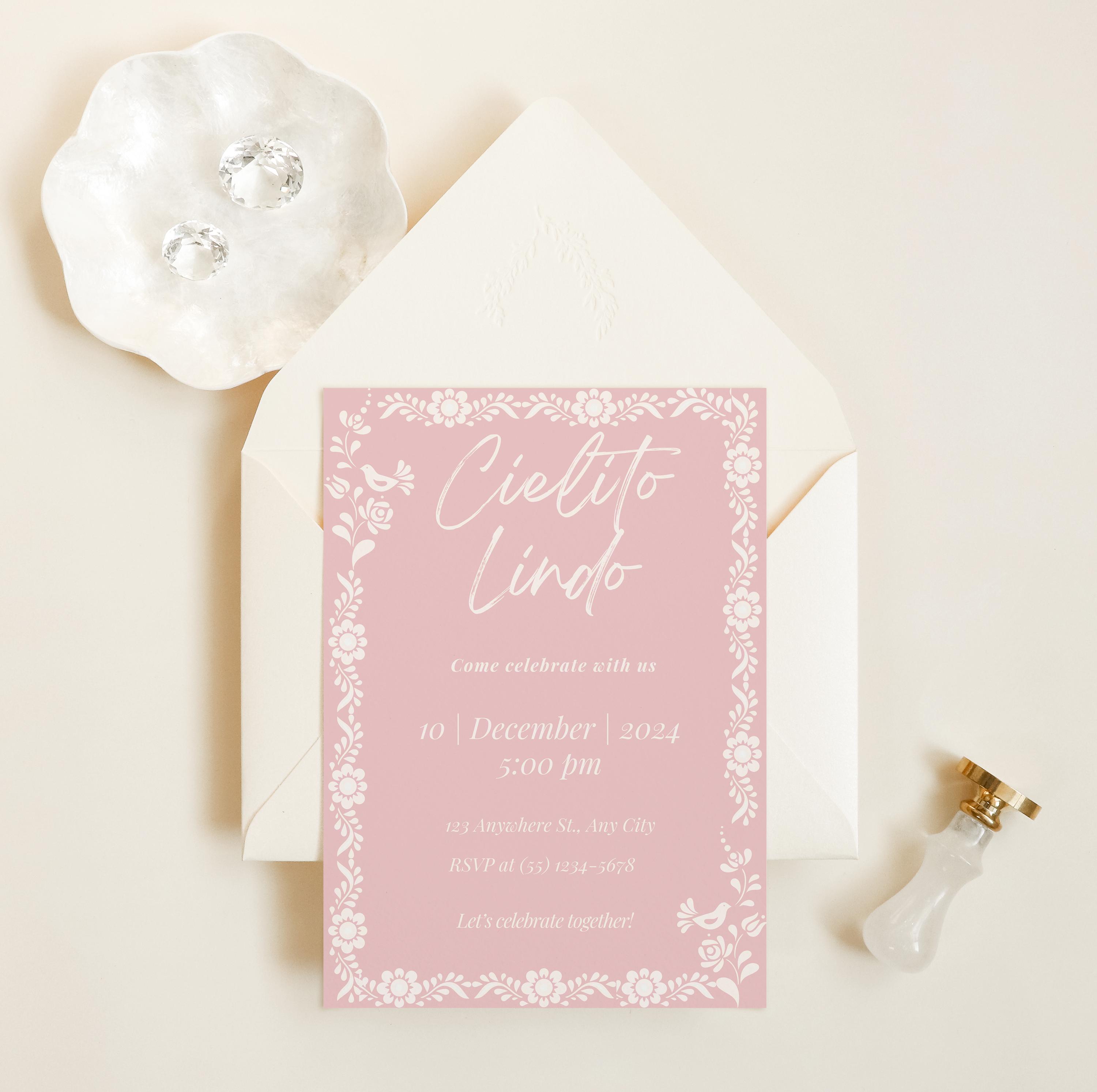 Cielito Lindo Invitation Pink Digital Mexican Talavera Baby Shower ...
