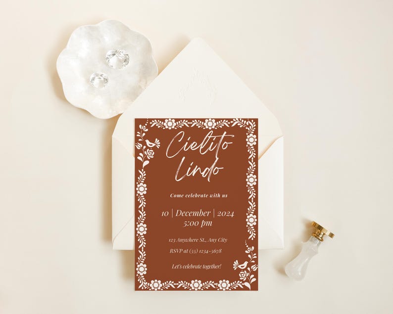 Adorable Cielito Lindo Digital Invitation, Customizable Talavera Design ...