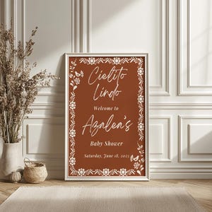 Cielito Lindo Baby Shower Welcome Signs, Customizable Brown Talavera ...
