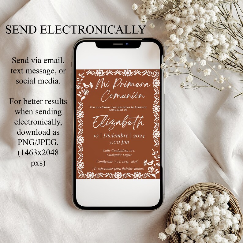 Cielito Lindo First Communion Invitation, My First Communion, Brown ...