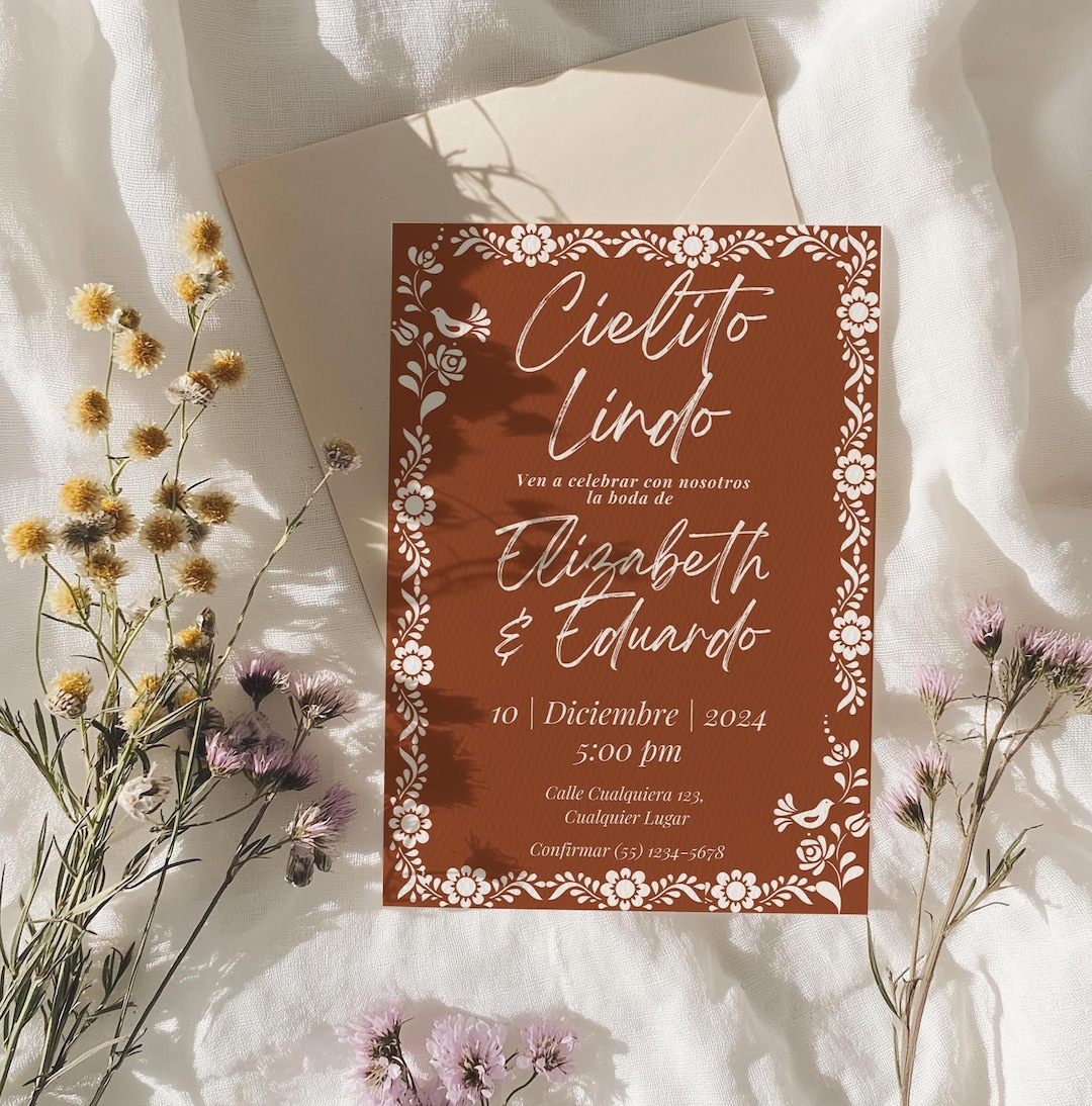 Cielito Lindo Wedding Digital Invitation, Customizable Talavera Design ...