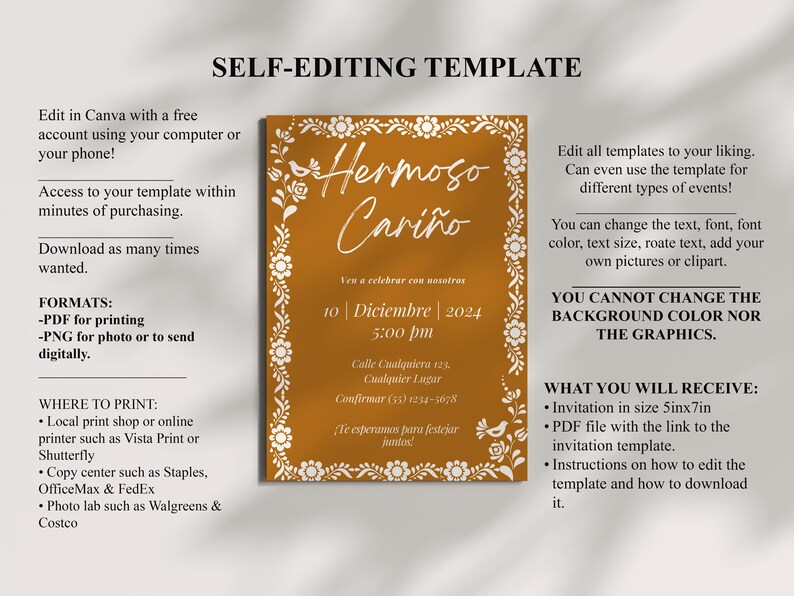 Hermoso Carino Invitation Cielito Lindo Invitation Editable Template ...