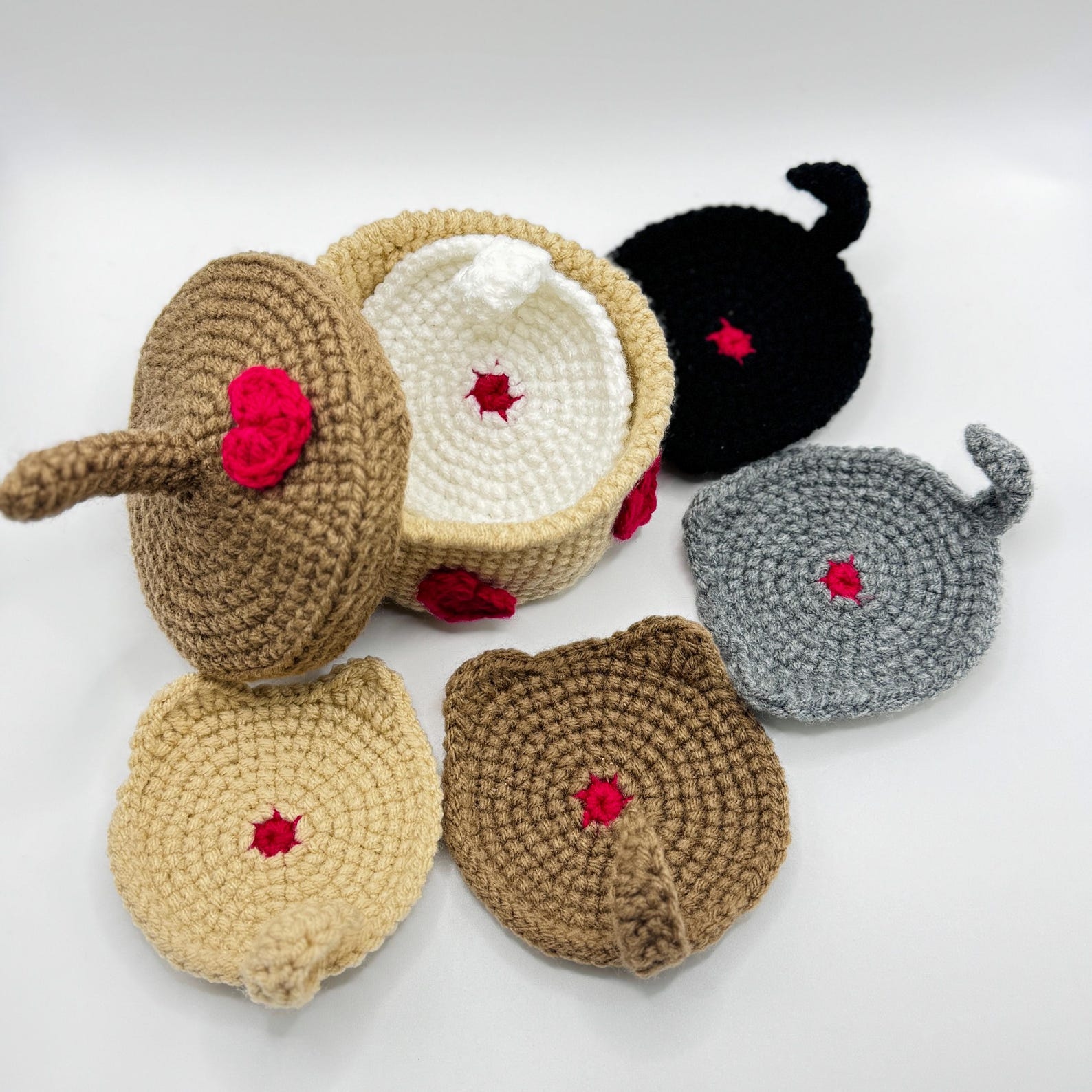 Crochet Cat Coaster Pattern – Cat Ear Coasters & Storage Box (PDF ...