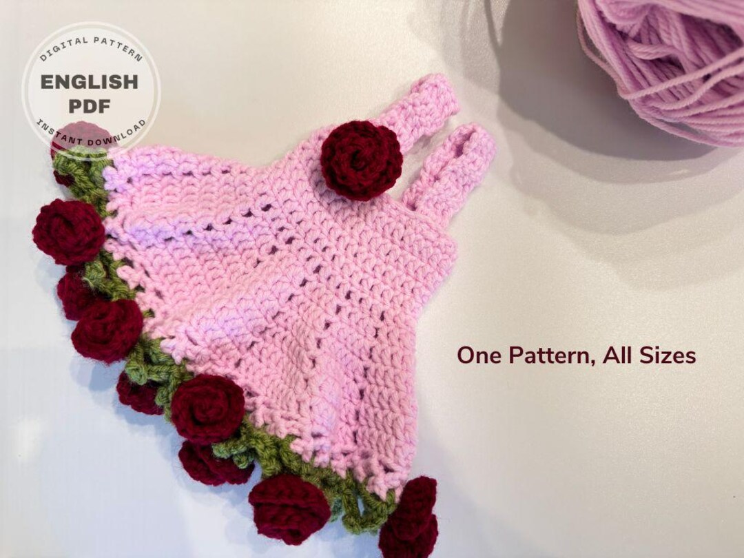 Crochet Rose Dress Pattern PDF – Adjustable Size Doll Dress to Adult ...