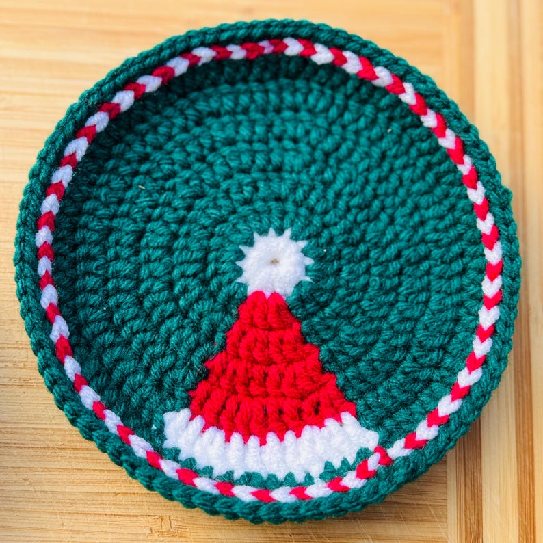 Crochet Christmas Coaster Pattern Bundle 4 in 1: Santa, Snowman, Tree ...