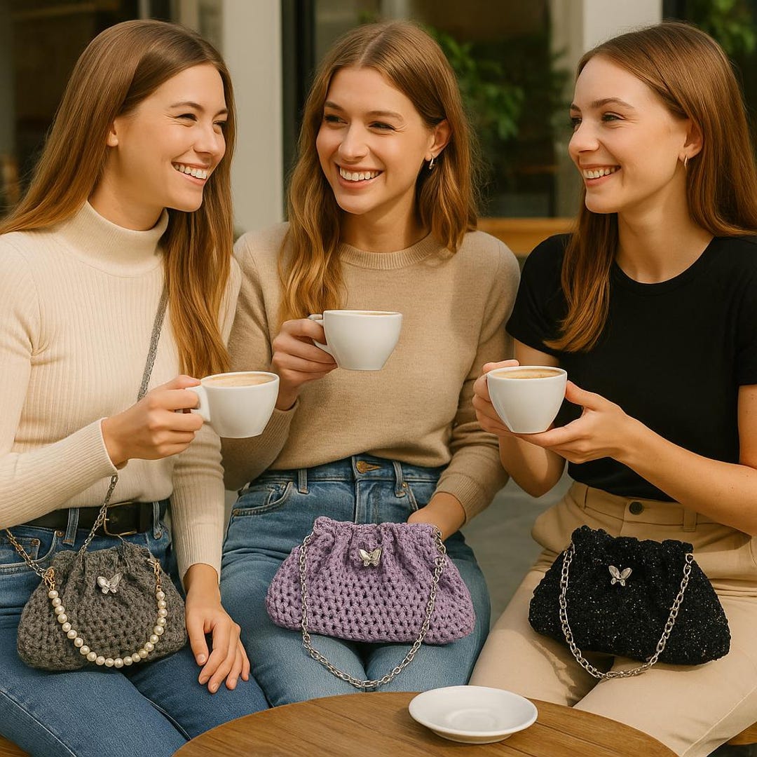 Elegant Crochet Evening Bag Pattern – PDF Digital Download, Pearl Chain ...