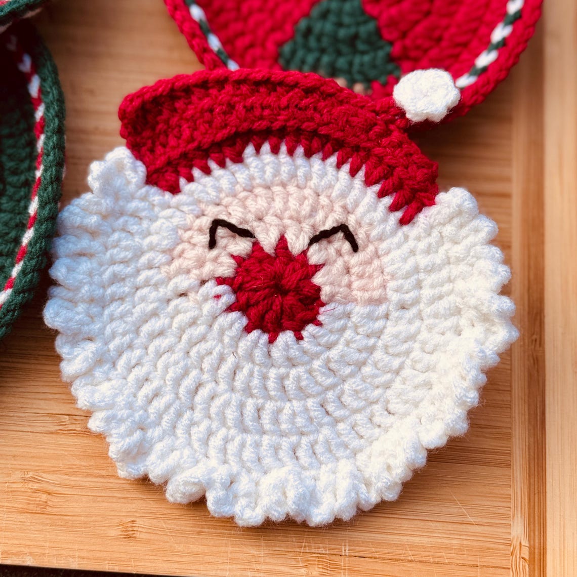 Crochet Christmas Coaster Pattern Bundle 4 in 1: Santa, Snowman, Tree ...