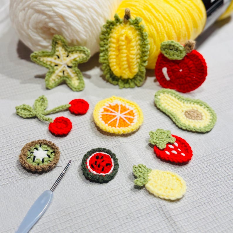 Flat Fruit Crochet Applique Patterns: DIY Decor (PDF Digital Download ...