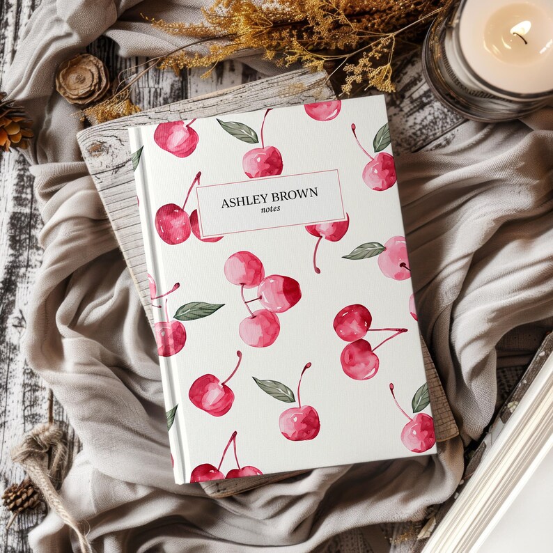 Personalized Journal Cherry Printed Matte Hardcover Journal Custom ...