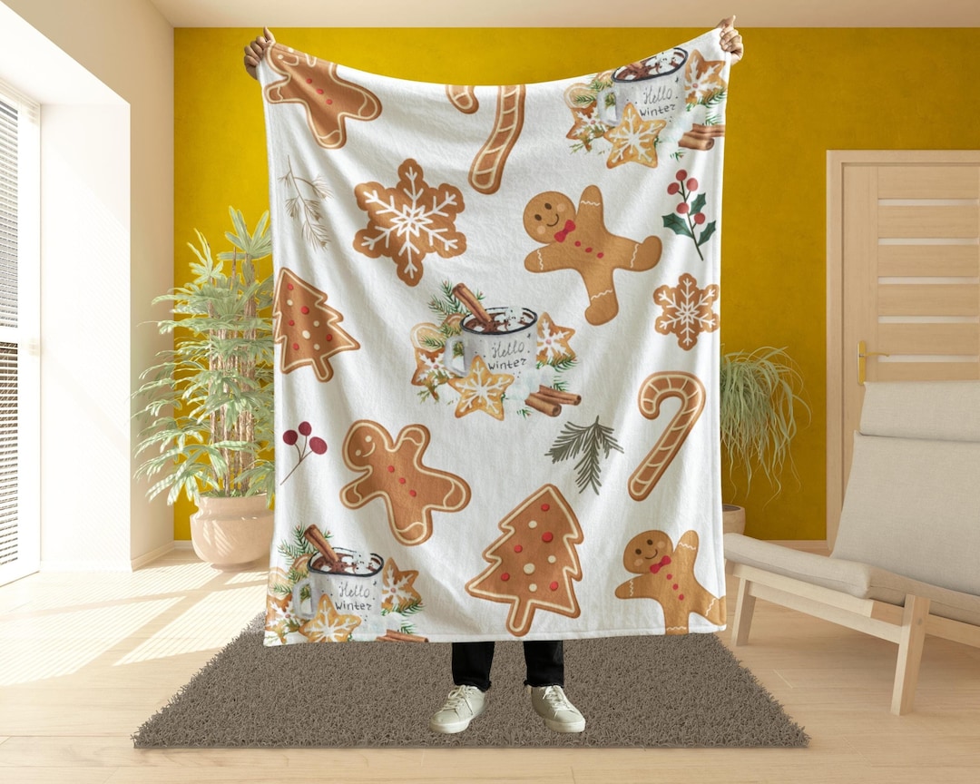 Gingerbread Man Throw Blanket, Festive Home Decor, Christmas Gift Ideas ...