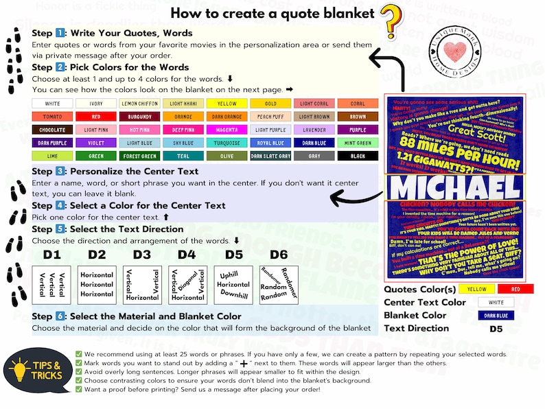 Personalized Movie Quote Blanket, With Custom Name Text Sentence Word ...