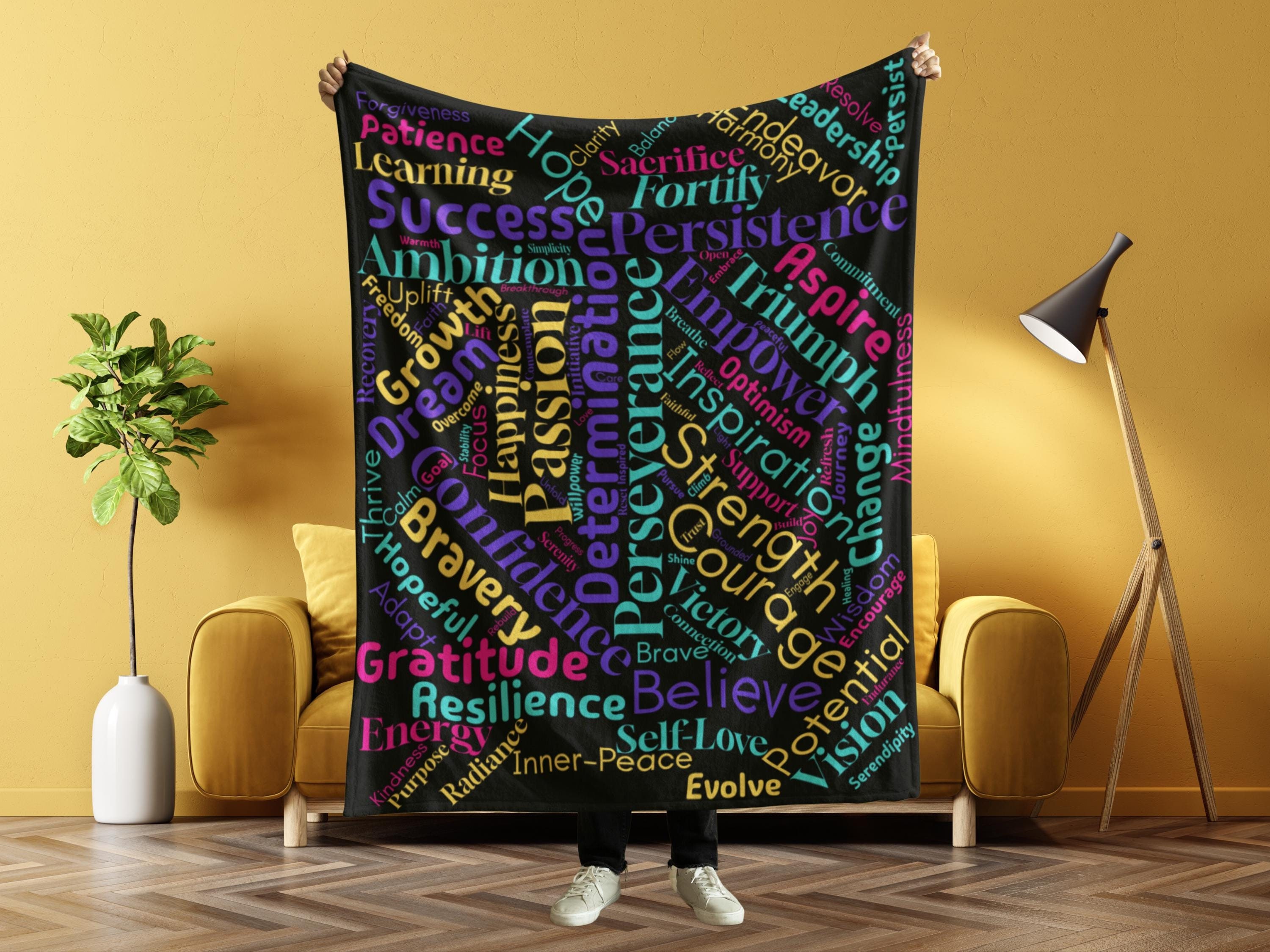 Custom Word Cloud Collage Blanket, Personalized Text Name Sentence ...