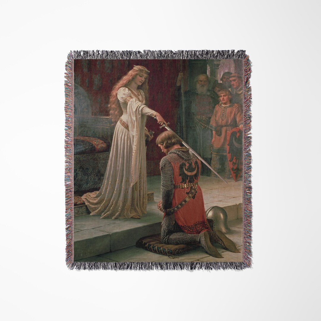 The Accolade Woven Blanket, Medieval Knight Tapestry, Vintage, Medieval ...