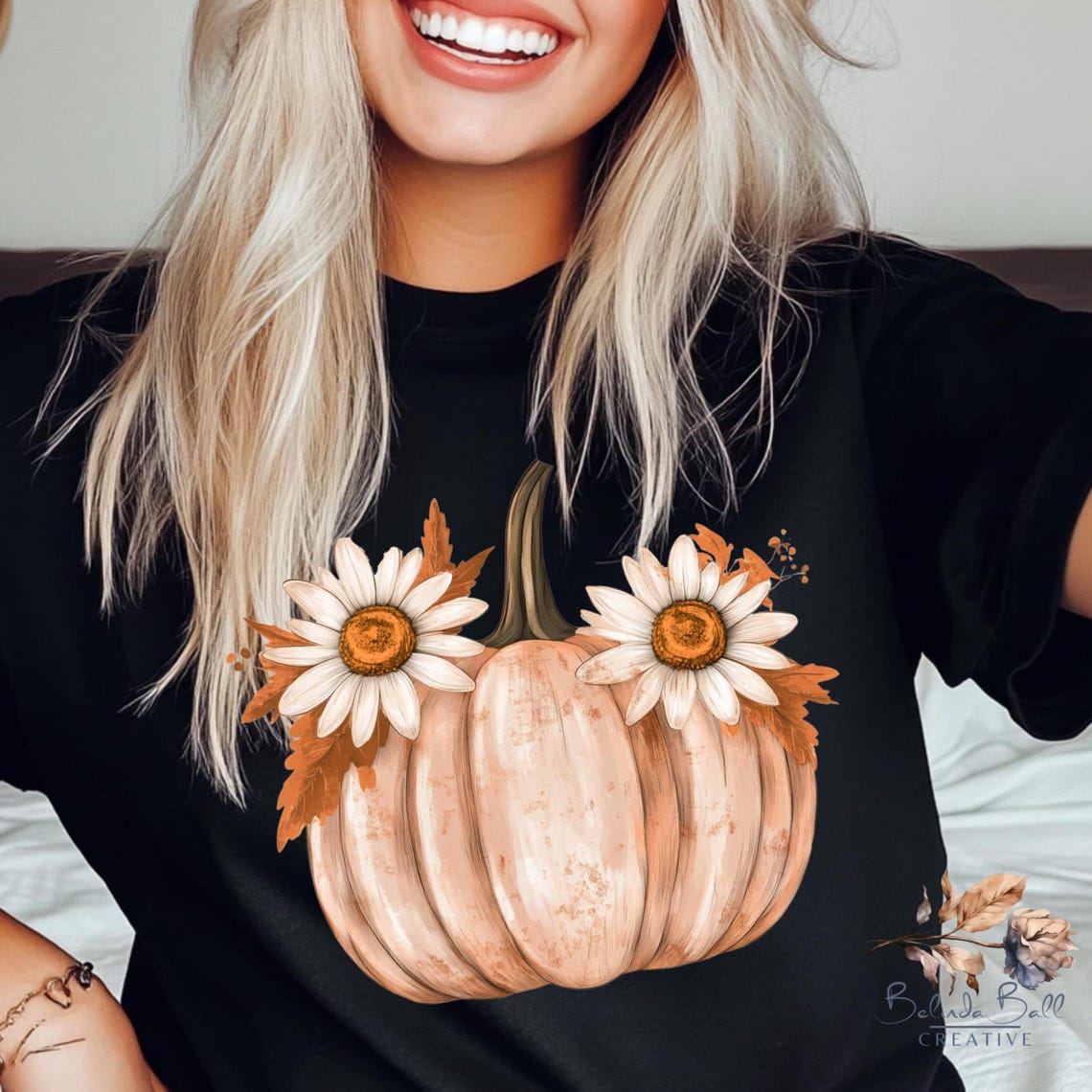 Printable Pink Pumpkin Png, Boho Floral Fall Png, Watercolor Pumpkin ...