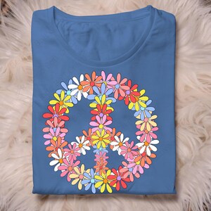 Printable Colorful Daisy Peace Sign PNG | Retro Boho Colorful Peace ...