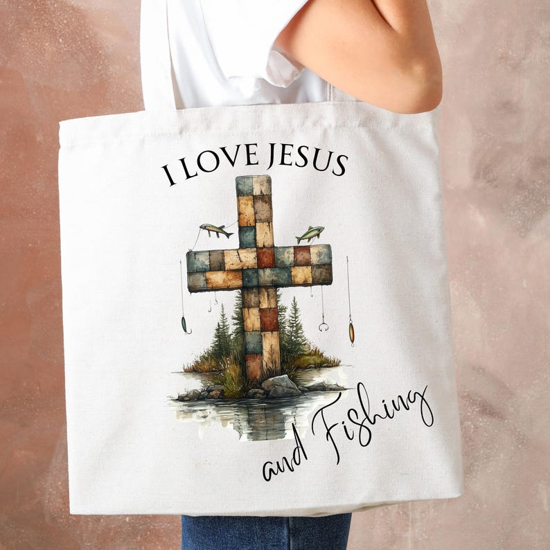 Printable I Love Jesus and Fishing Cross Png, Christian Fishers of Men ...