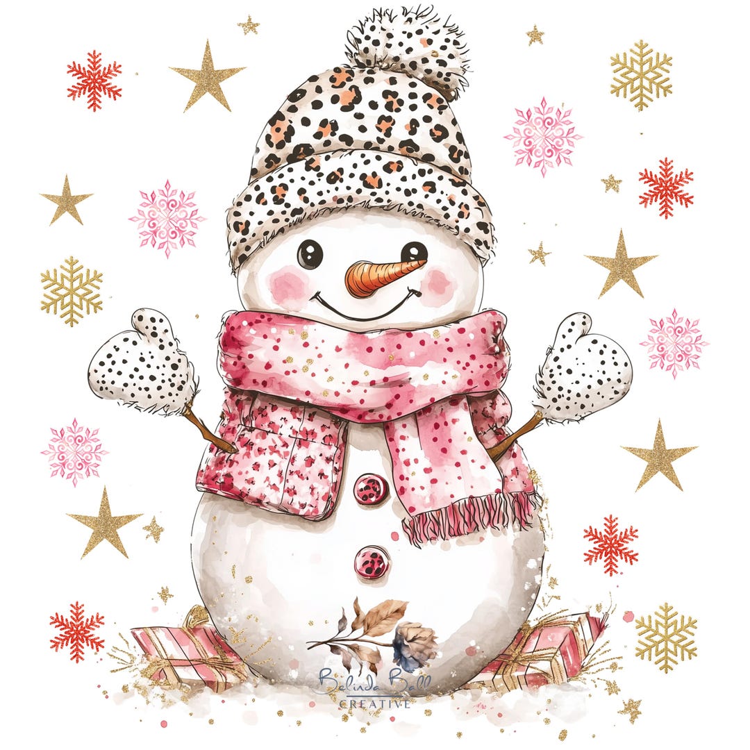Printable Colorful Glitter Christmas Snowman PNG, Winter Snowman ...