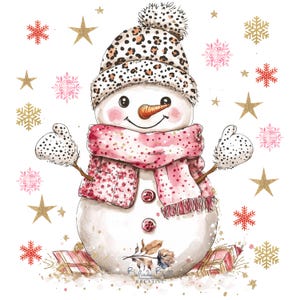 Printable Colorful Glitter Christmas Snowman PNG, Winter Snowman ...
