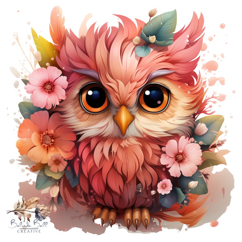 Printable Watercolor Rainbow Owl PNG, Bundle of 10 Pastel Whimsical ...