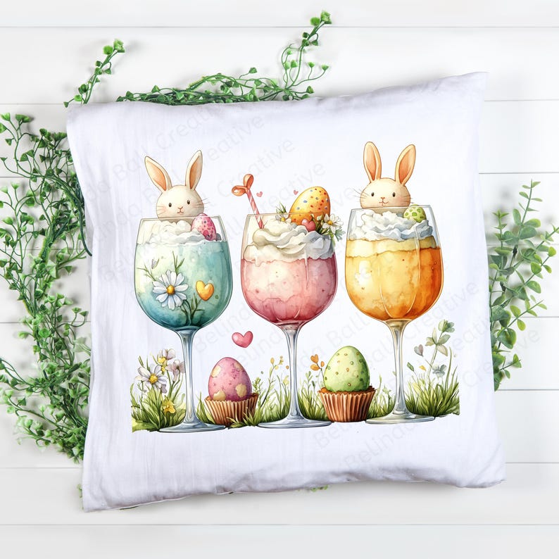 Printable Easter-themed Drink PNG Set | Hand-drawn Watercolor Cartoon ...