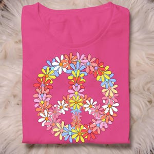 Printable Colorful Daisy Peace Sign PNG | Retro Boho Colorful Peace ...