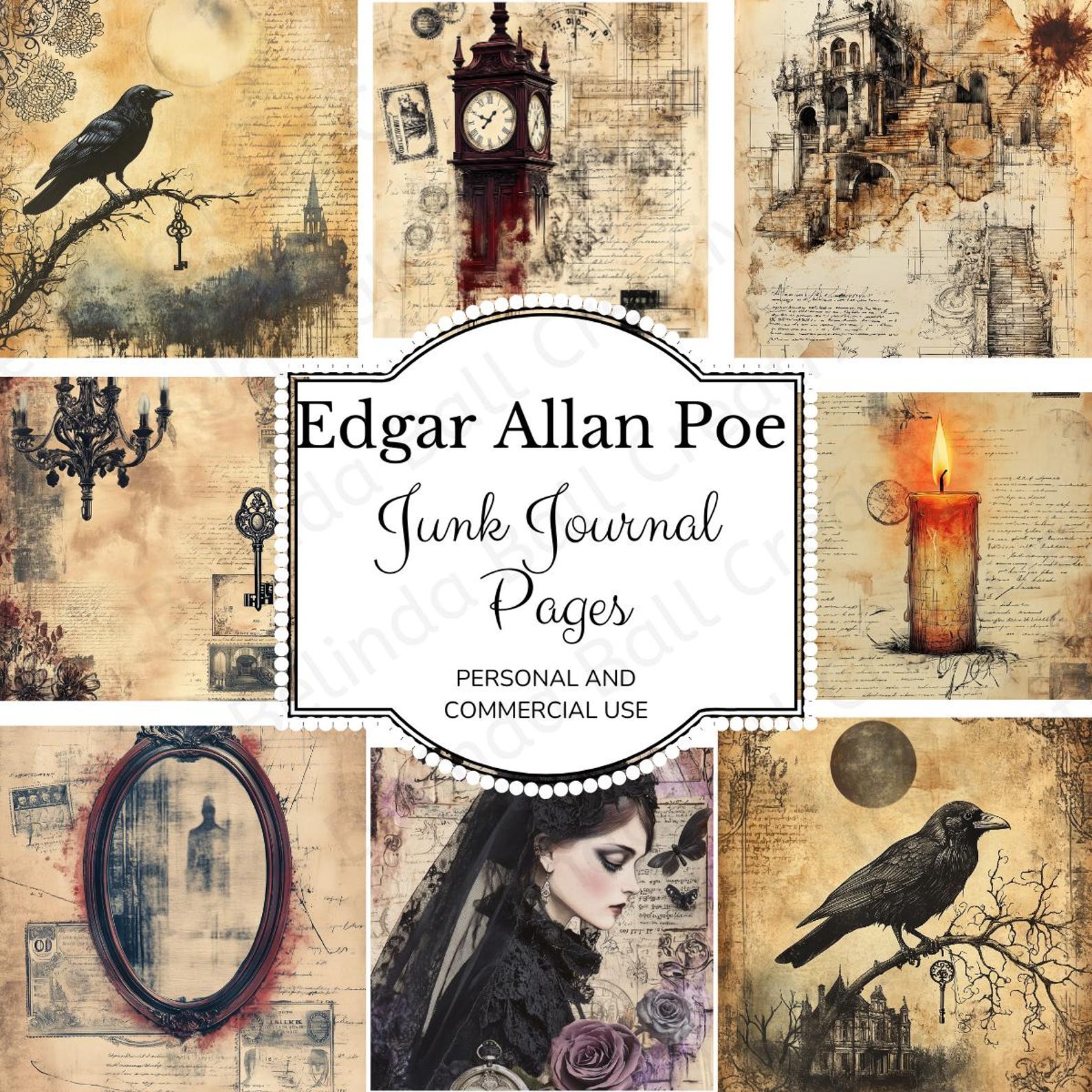 Printable Bundle of 32 Edgar Allan Poe Junk Journal Kit, the Raven ...