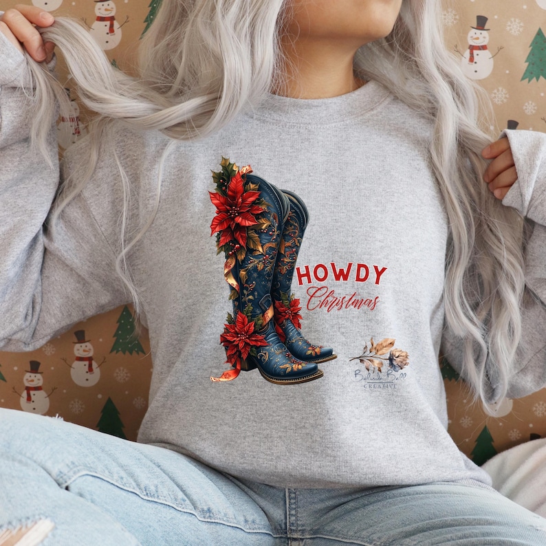 Printable Howdy Christmas Boots PNG, Cowboy Coquette Bow, Western ...