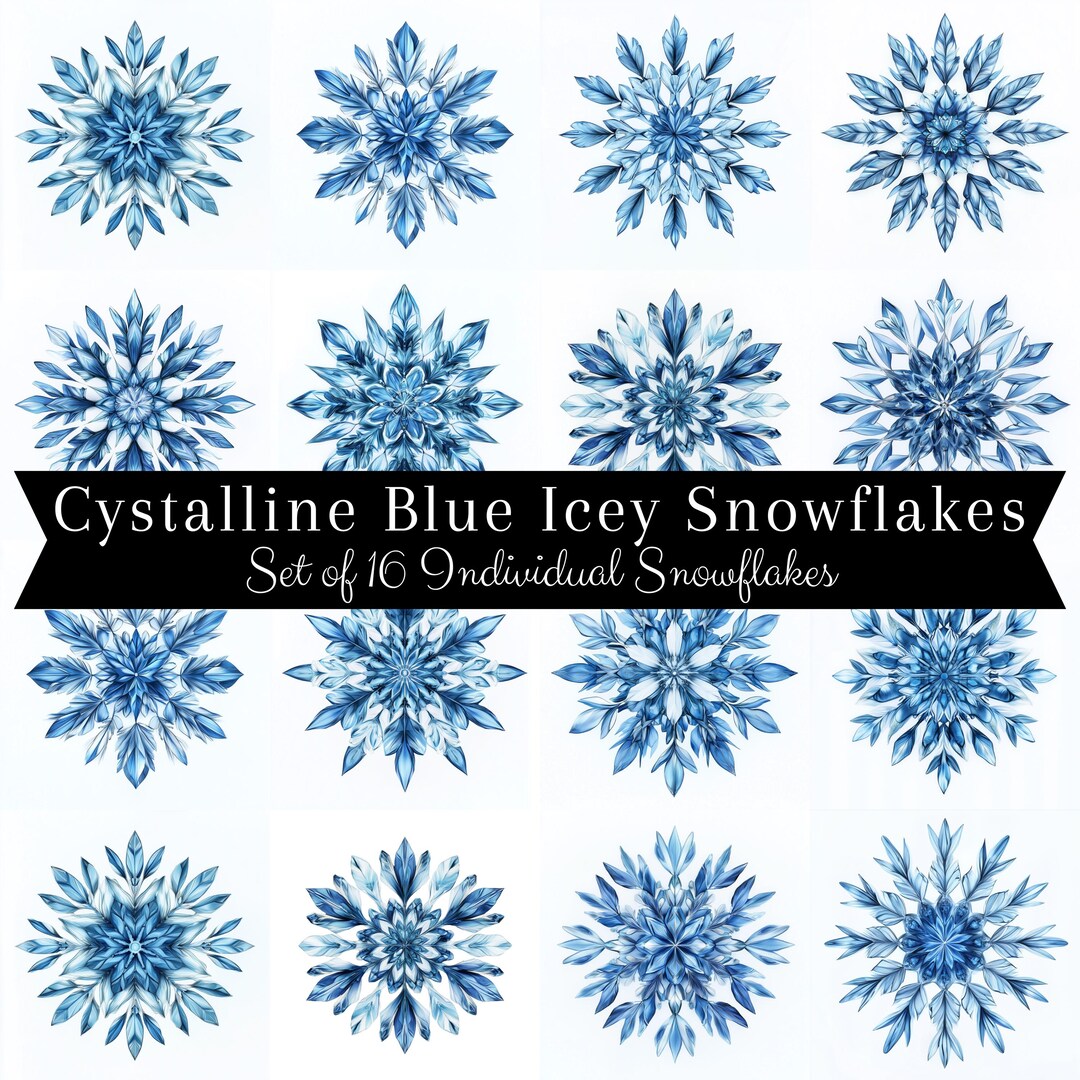 Printable Winter Snowflake SVG Bundle of 16 - Snowflake Clipart for ...