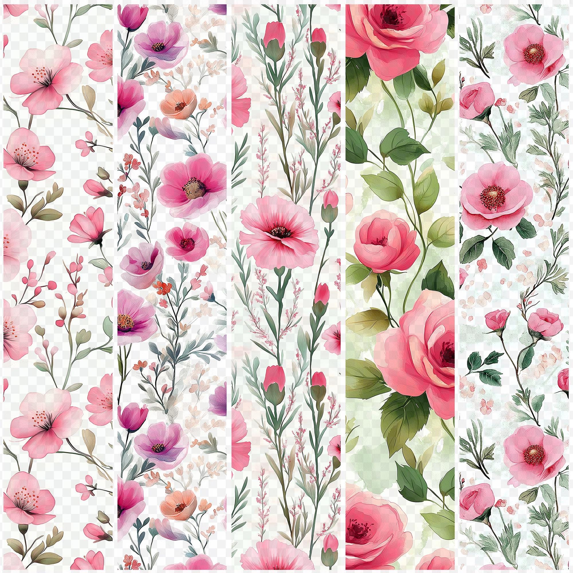 30 Pink Watercolor Floral Printable Paper Seamless Romantic Floral ...