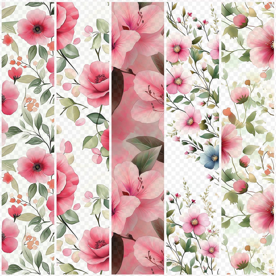 30 Pink Watercolor Floral Printable Paper Seamless Romantic Floral ...