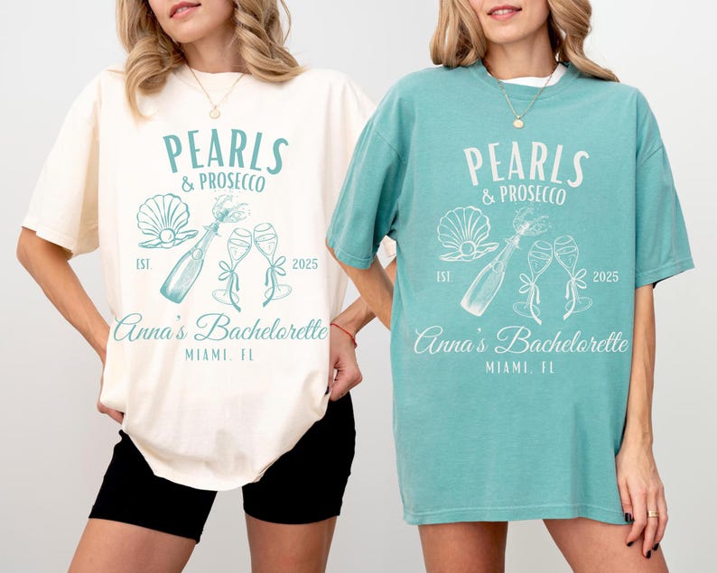 Pearls and Prosecco Bachelorette Shirt, Personalized Bridal Party Tee ...
