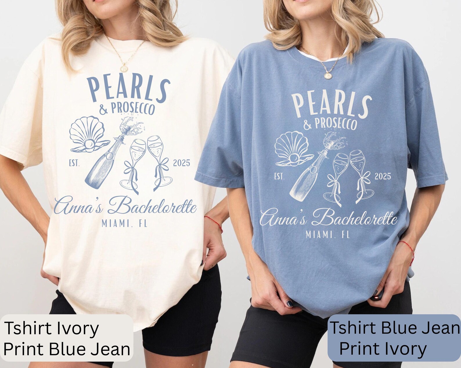 Pearls and Prosecco Bachelorette Shirt, Personalized Bridal Party Tee ...