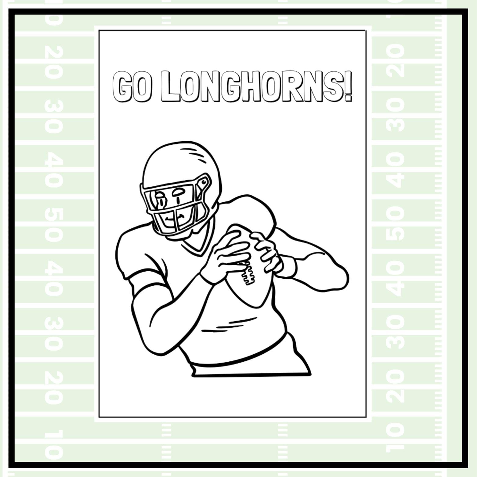 Texas Football Coloring Page Football Coloring Worksheet Printable ...