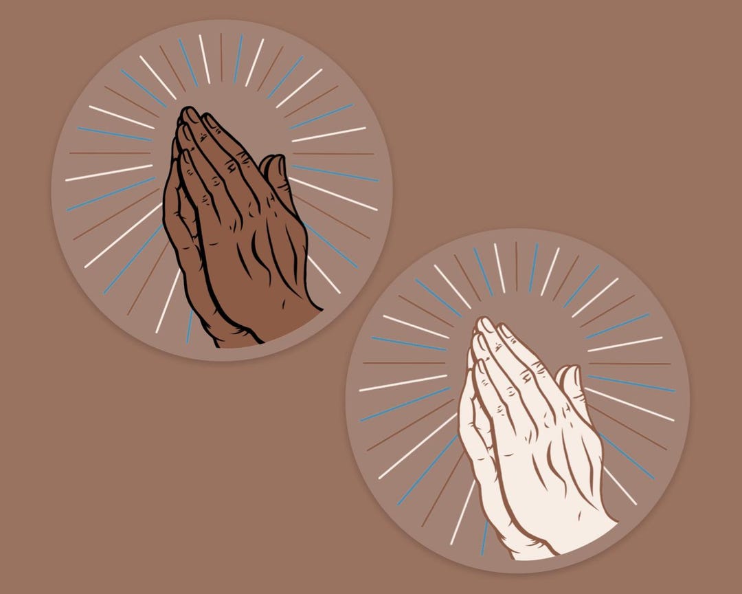 Praying Hands Clear Vinyl Sticker | “pray at All Times” | Brown & Cream ...