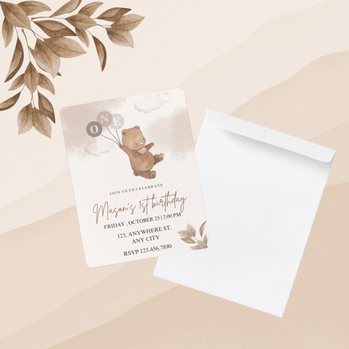 Baby Bear Birthday Invitation - Etsy