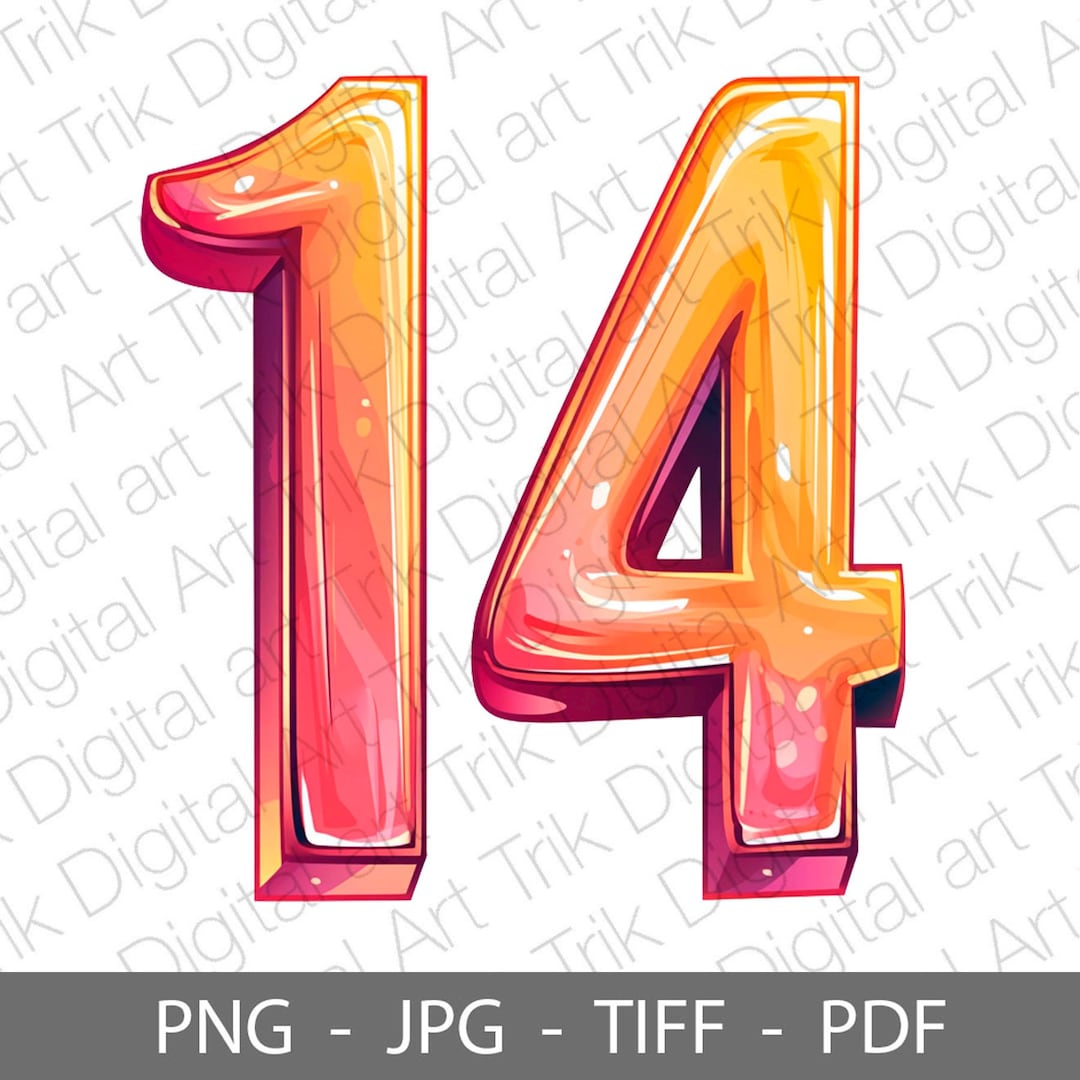 Number 14, Art PNG, Silhouette, Png, Clipart PNG, Print, Happy Birthday ...