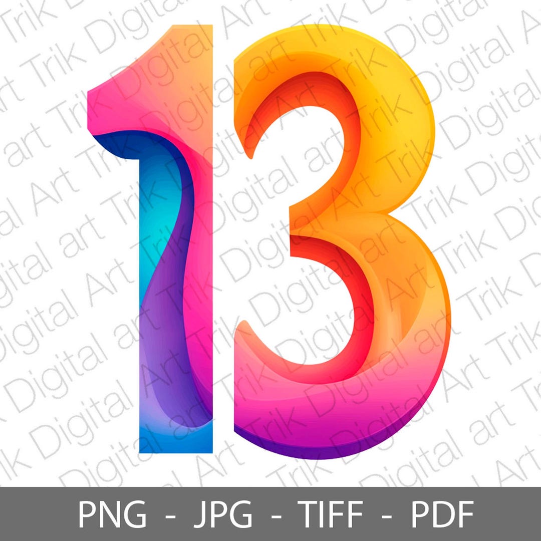 Number 13, Art PNG, Silhouette, Png, Clipart PNG, Print, Happy Birthday ...