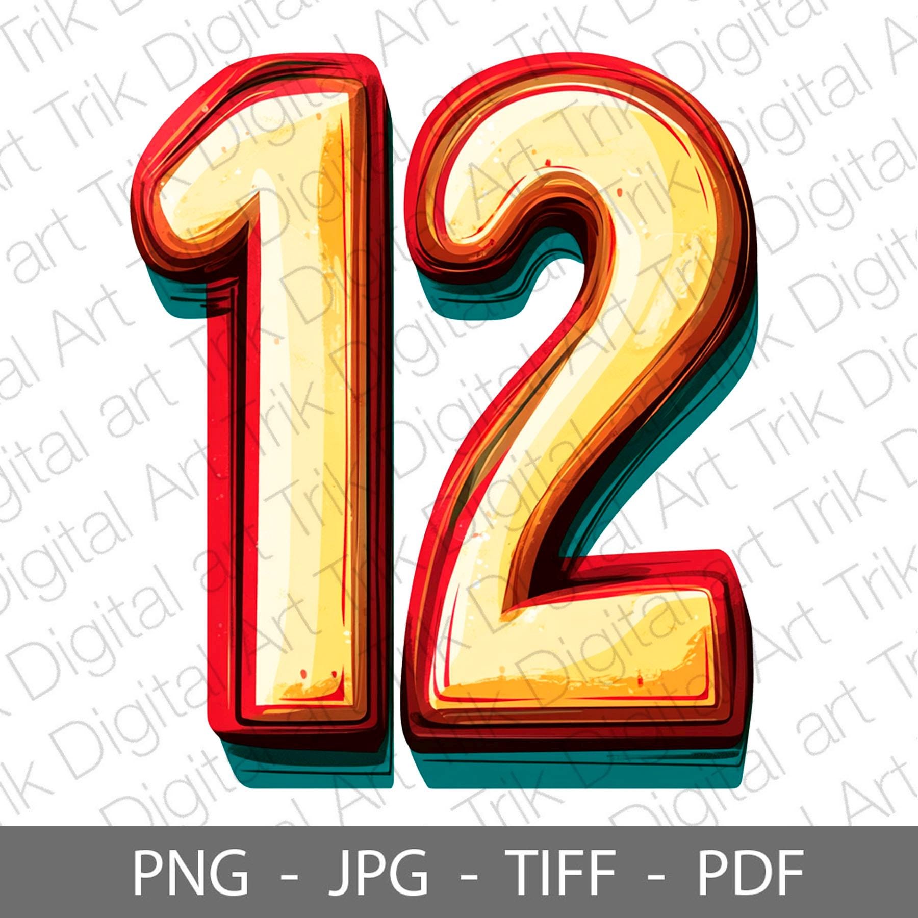 Numéro 12, Art PNG, Silhouette, Png, clipart PNG, impression, joyeux ...