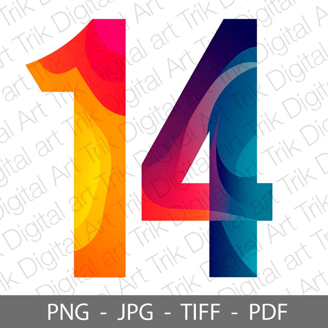 Number 14, Art PNG, Silhouette, Png, Clipart PNG, Print, Happy Birthday ...