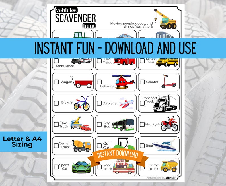 Vehicle Scavenger Hunt Printable | Road Trip Game for Kids | Community ...