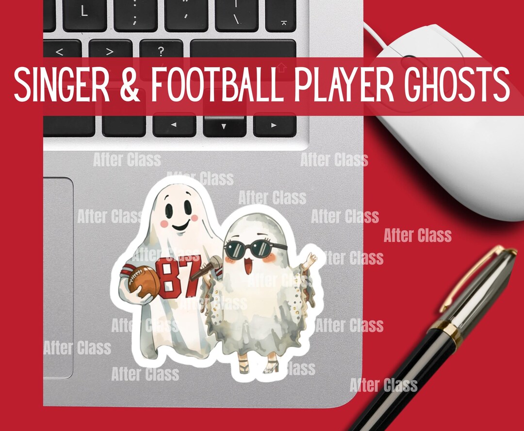 Singer & Football Player Ghost Kiss-cut Sticker: Spooky Halloween Decor ...