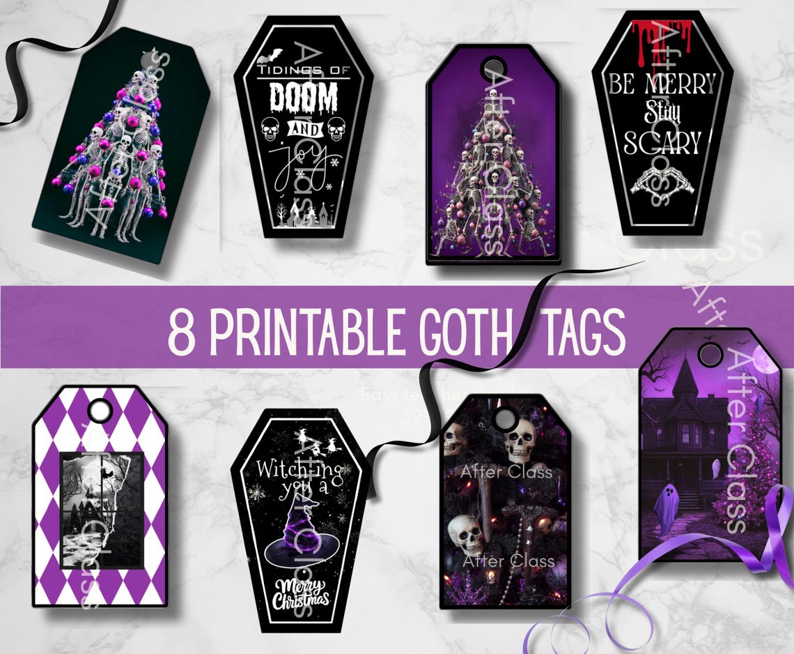 Printable Goth Christmas Gift Tags – Spooky Holiday Tags (digital ...