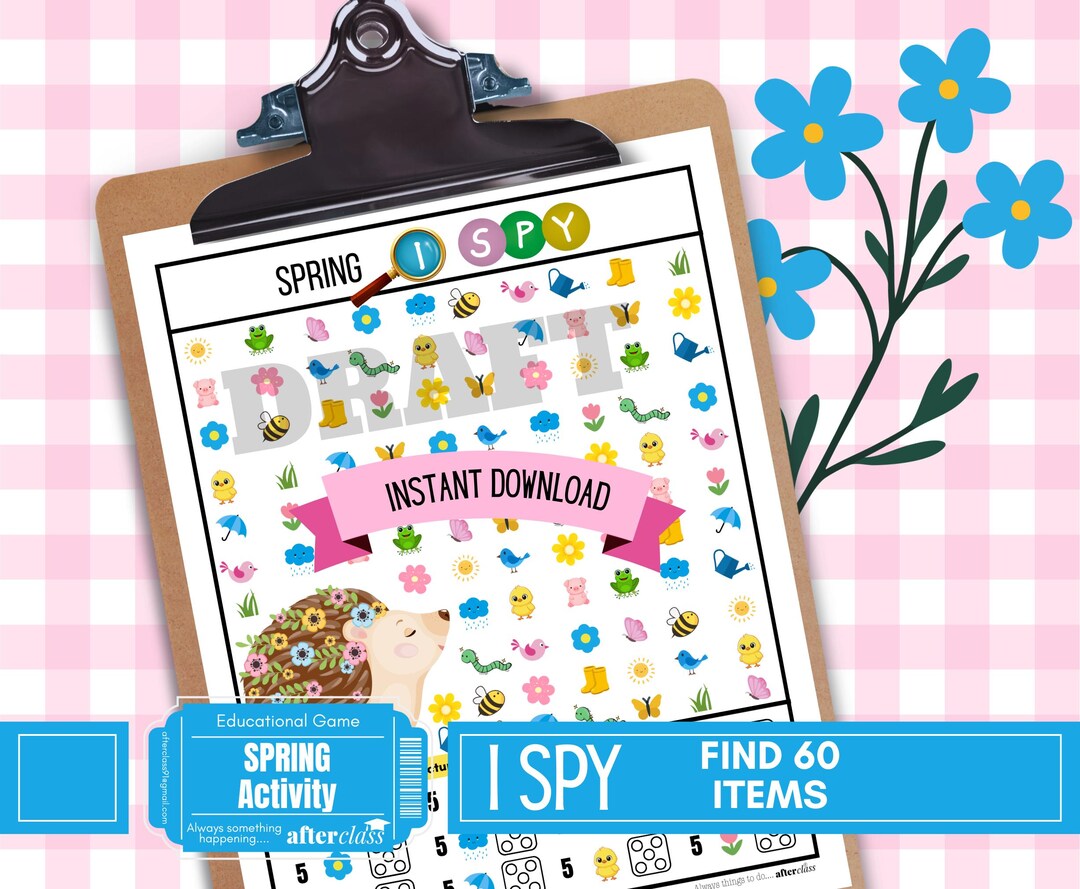 Spring Themed I Spy Game – Printable Kids Activity (PDF) Instant ...