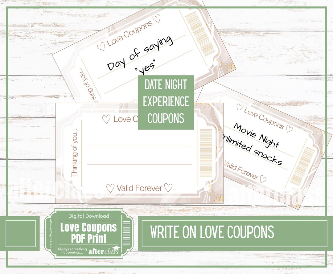 Printable Love Coupons | DIY Date Night Gift (PDF Download) - Etsy