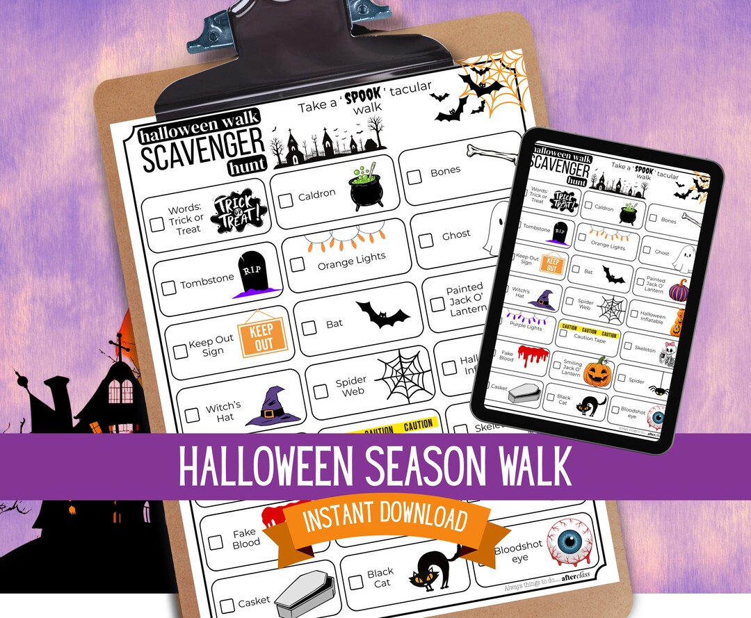 Halloween Walk Scavenger Hunt Printable: Spooky Neighborhood Activity ...