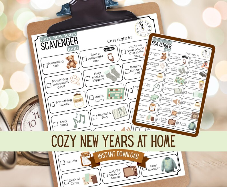 New Years Eve Scavenger Hunt Printable | Cozy Night in Game | Couple ...