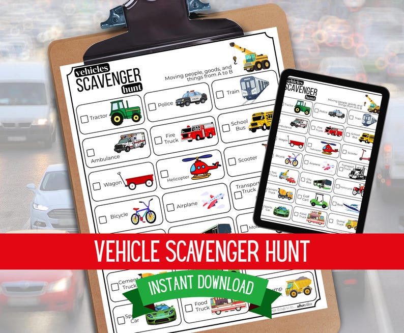 Vehicle Scavenger Hunt Printable | Road Trip Game for Kids | Community ...